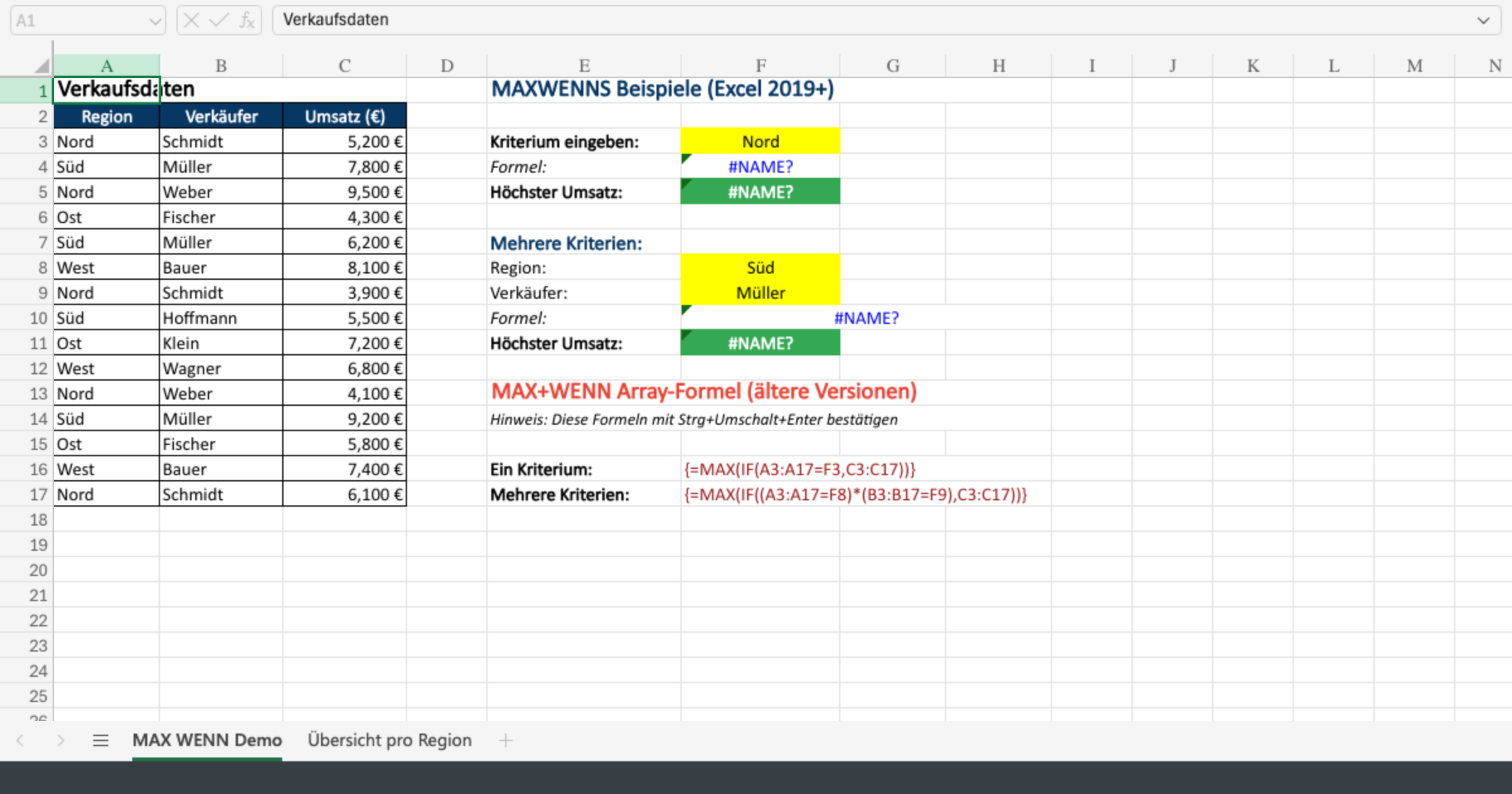 Excel MAXWENNS: Höchsten Wert mit Bedingungen finden - WHK Controlling